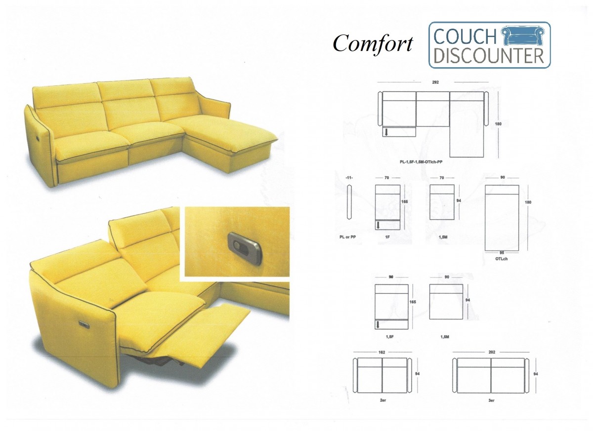 Ecksofa mit elektrischer Relax Funktion Modell "Comfort" Farbe und ...